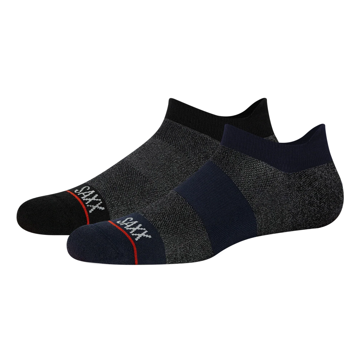 SAXX Whole Package 2-Pack Low Show Socks - Black Heather/Ombre rugby ...